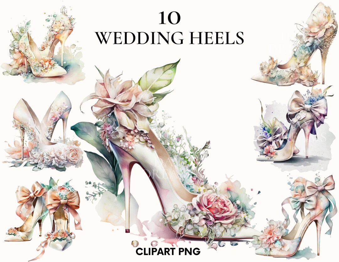 Wedding Heels Clipart, Heels With Flowers Clipart, Fairy Tale Clipart ...