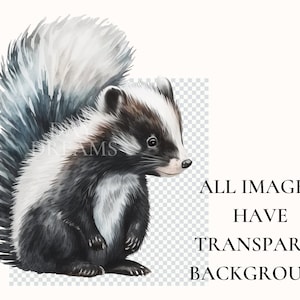 Watercolor Skunks Clipart, Cute Skunk With Sunflowers Clipart Bundle ...