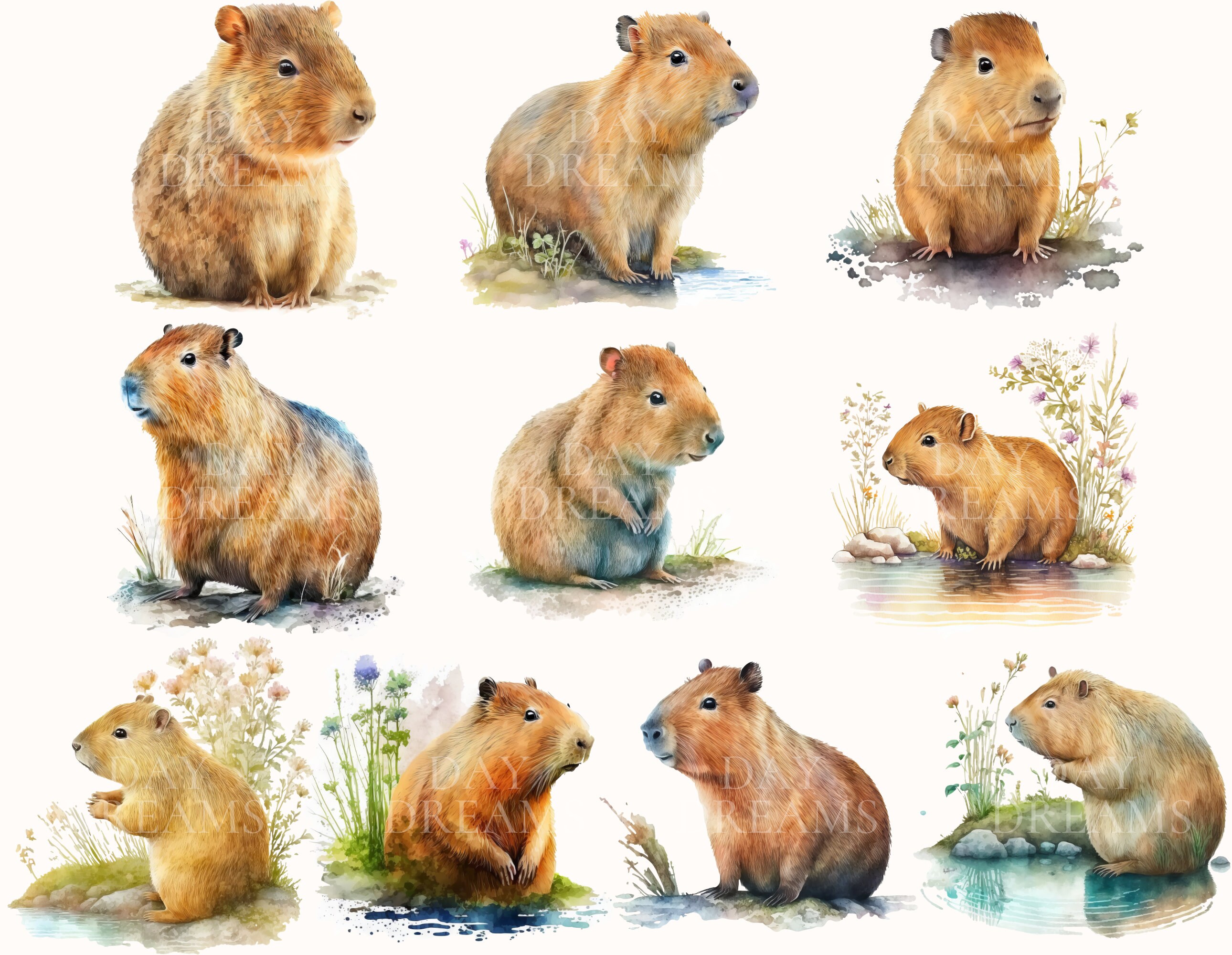 Buy Capybara Clipart Wild Animal Clipart Bundle Animal Clipart Online ...