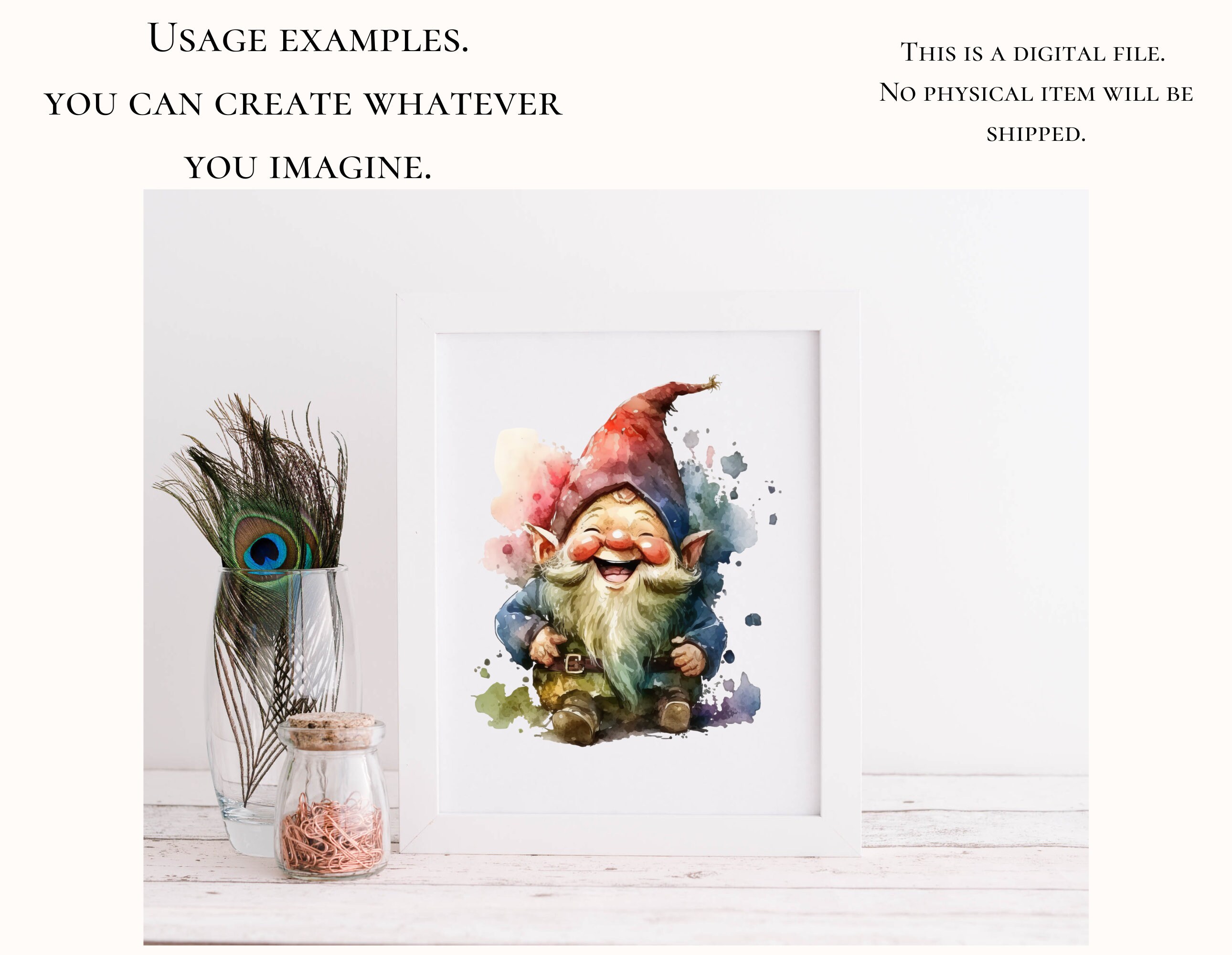 Watercolor Sweet Gnome Clipart, Cute Little Gnome Clipart Bundle, Tiny ...