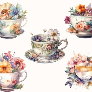 Watercolor Tea Cup Clipart, Tea Party Clipart Bundle, Cute Japanese Tea ...