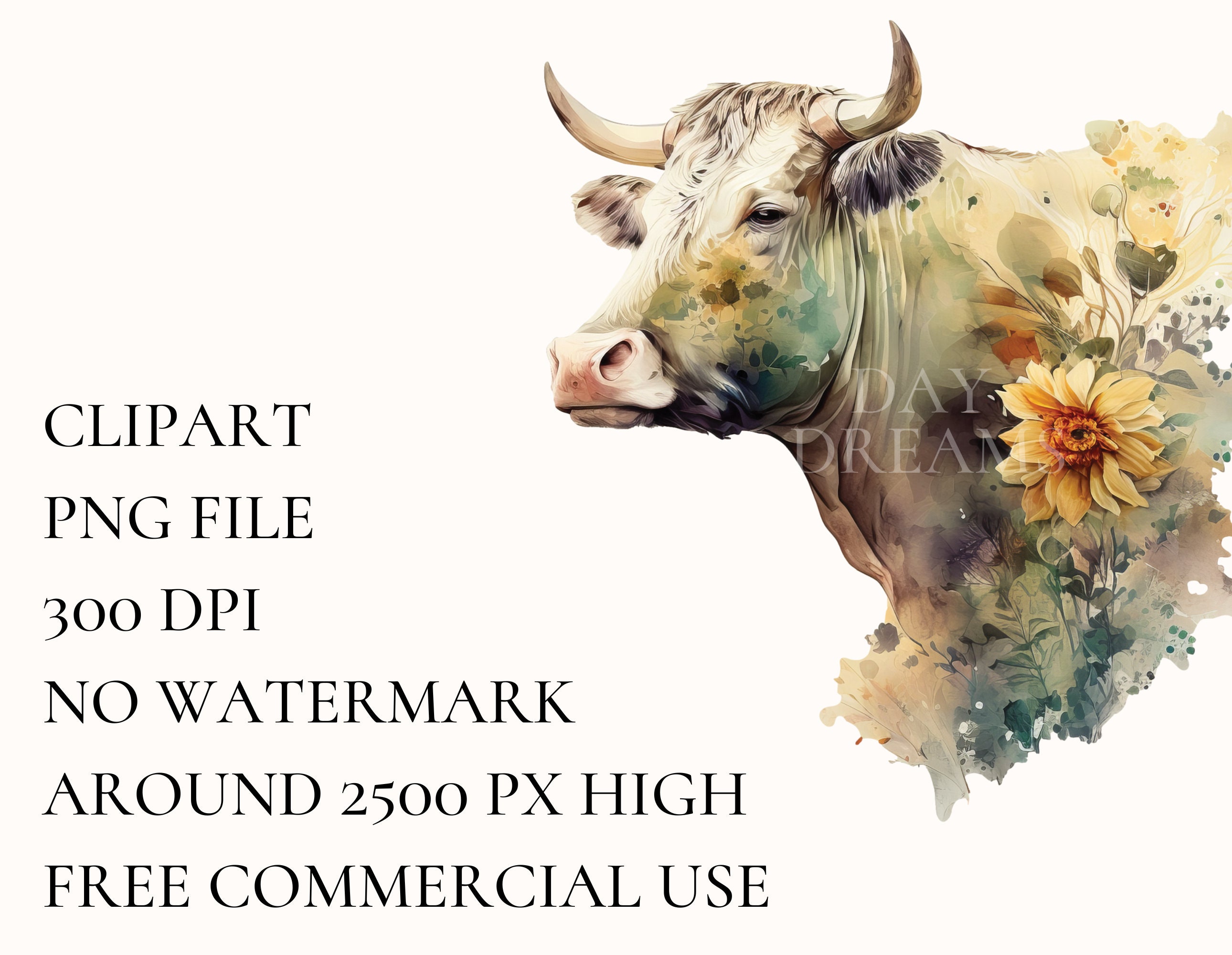 Watercolor Cow Clipart Farm Life Clipart Happy Cow in - Etsy