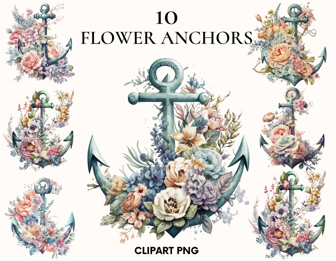 Watercolor Anchors Clipart, Nautical Clipart Bundle, Ocean Clipart, Sea ...