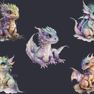 Watercolor Baby Dragon Clipart, Fairy Tale Clipart Bundle, Beautiful ...