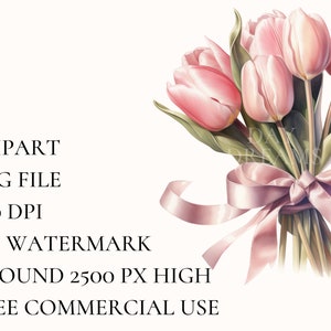 Watercolor Pink Tulips Clipart, Wedding Flowers Clipart Bundle, Flower ...