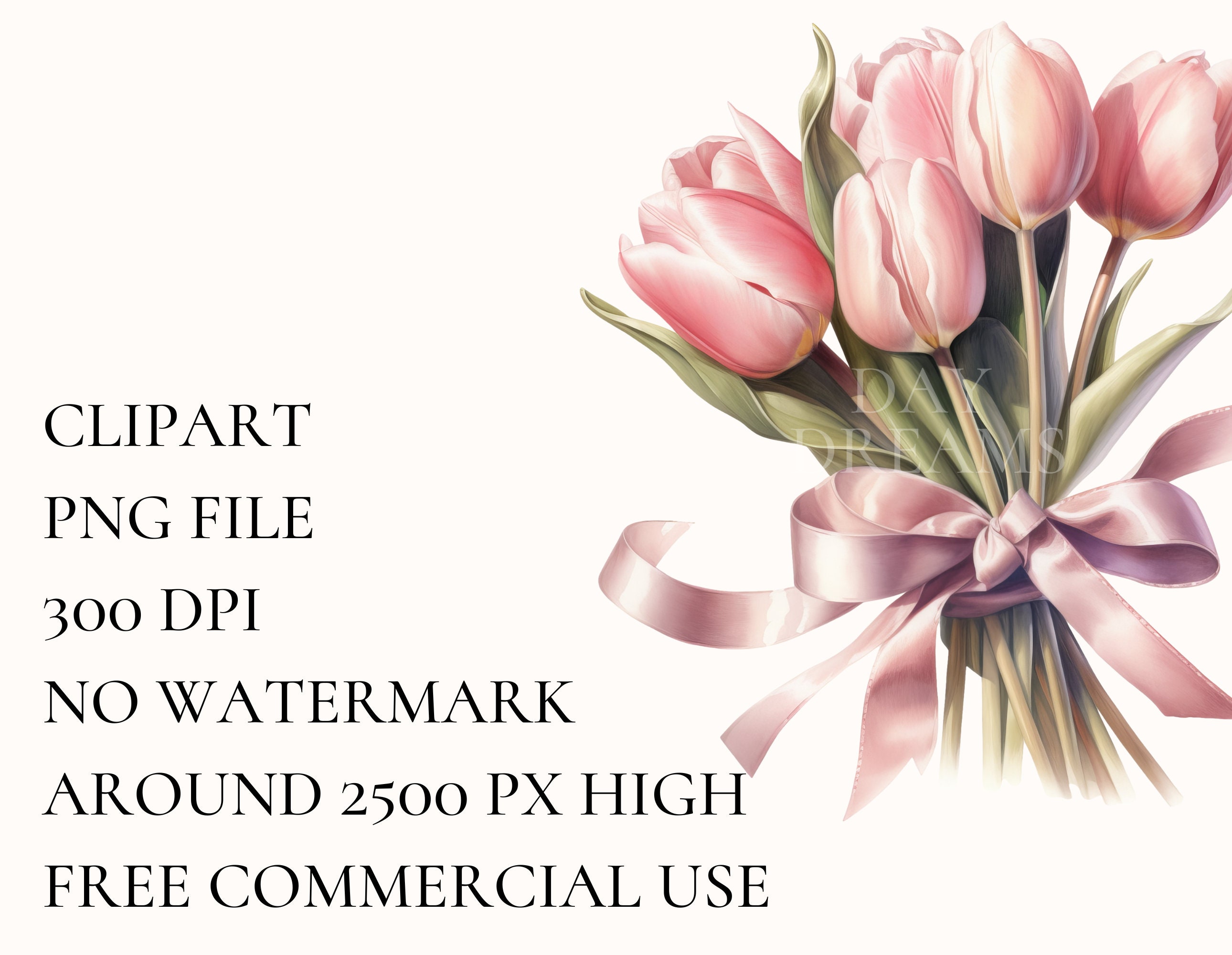 Watercolor Pink Tulips Clipart Wedding Flowers Clipart - Etsy