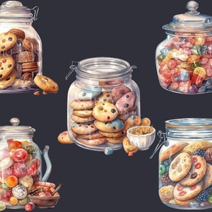 Watercolor Jar of Sweets Clipart, Candy Jar Clipart Bundle, Cute Cookie ...