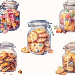 Watercolor Jar of Sweets Clipart, Candy Jar Clipart Bundle, Cute Cookie ...