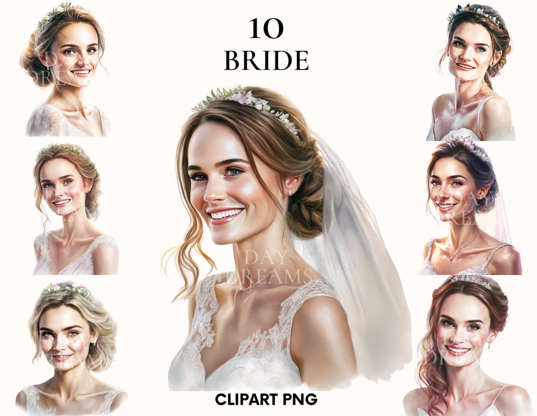 Watercolor Bride Clipart, Wedding Clipart Bundle, Bride Png, Marriage ...
