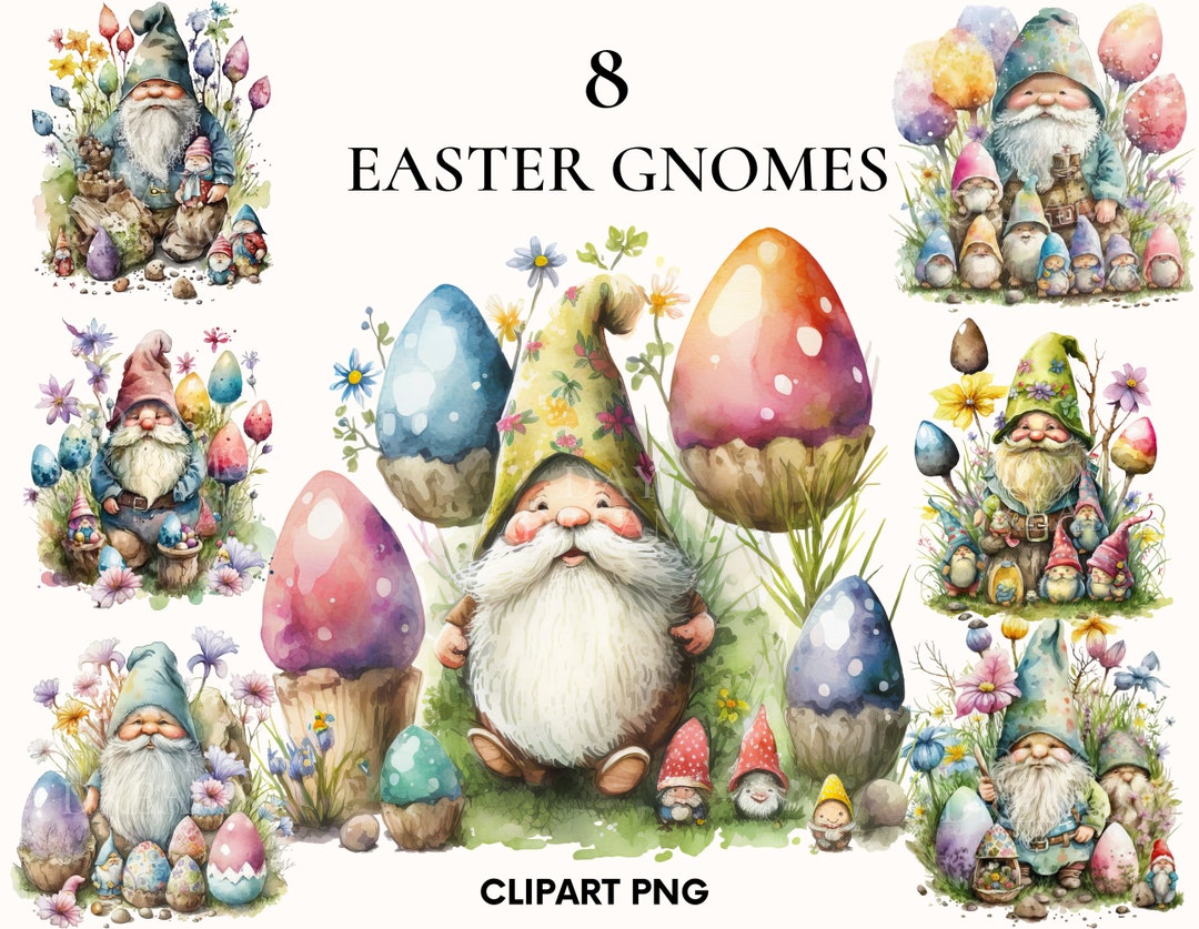 Watercolor Easter Gnomes Clipart, Easter Clipart Bundle, Cute Spring ...
