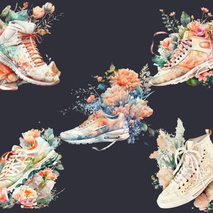 Watercolor Sneakers Clipart, Flowers Sneakers Png, Flowers Clipart ...