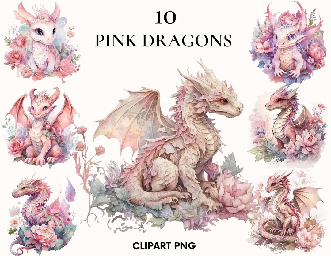 Baby Dragon Clipart, Fairy Tale Clipart Bundle, Beautiful Fantasy ...