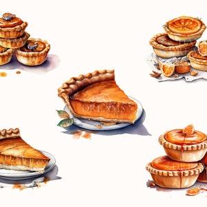Pumpkin Pie Clipart, Food Clipart Bundle, Cake Clipart, Watercolor Cake ...