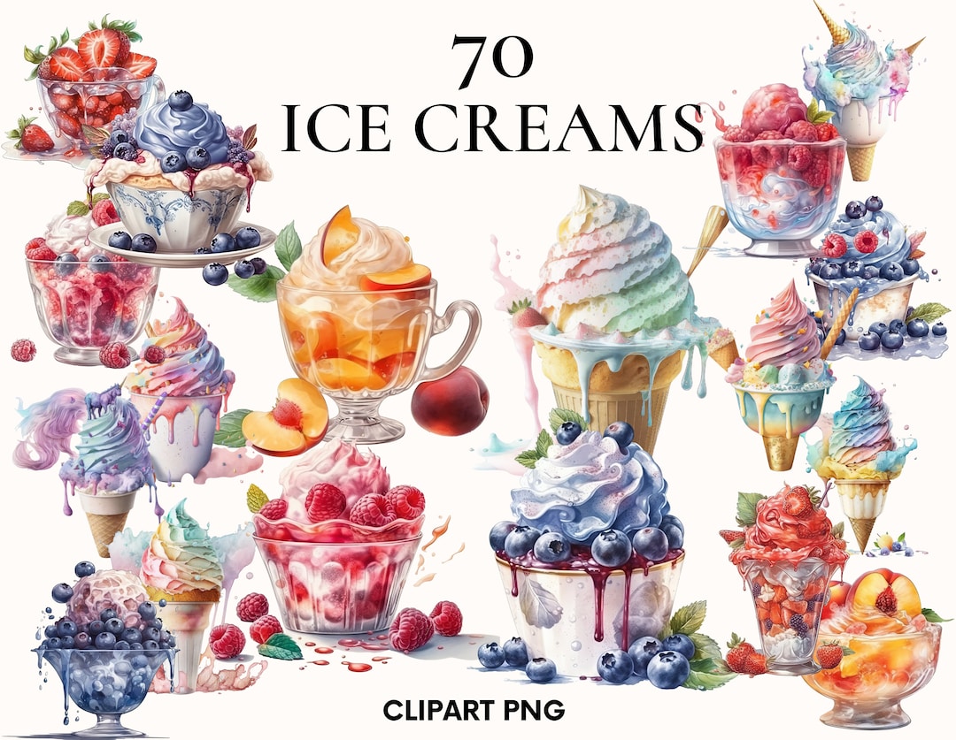 Ice Cream Clipart, Ice Cream Png, Dessert Clipart, Rainbow Clipart ...