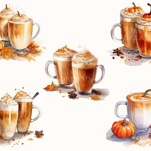 Watercolor Pumpkin Spice Coffee Clipart, Autumn Clipart Bundle, Coffee ...