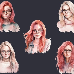 Watercolor Woman Clipart, Gentle Faces Clipart Bundle, Beautiful Girl ...