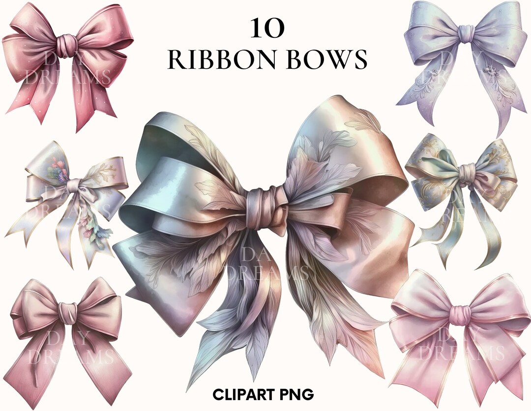 Watercolor Bow Clipart, Ribbon Bow Clipart Bundle, Home Decoration ...