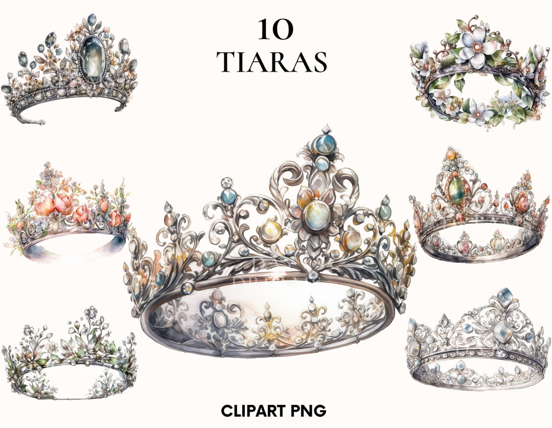 Watercolor Tiara Clipart, Wedding Tiara Clipart, Tiara Png, Flower ...