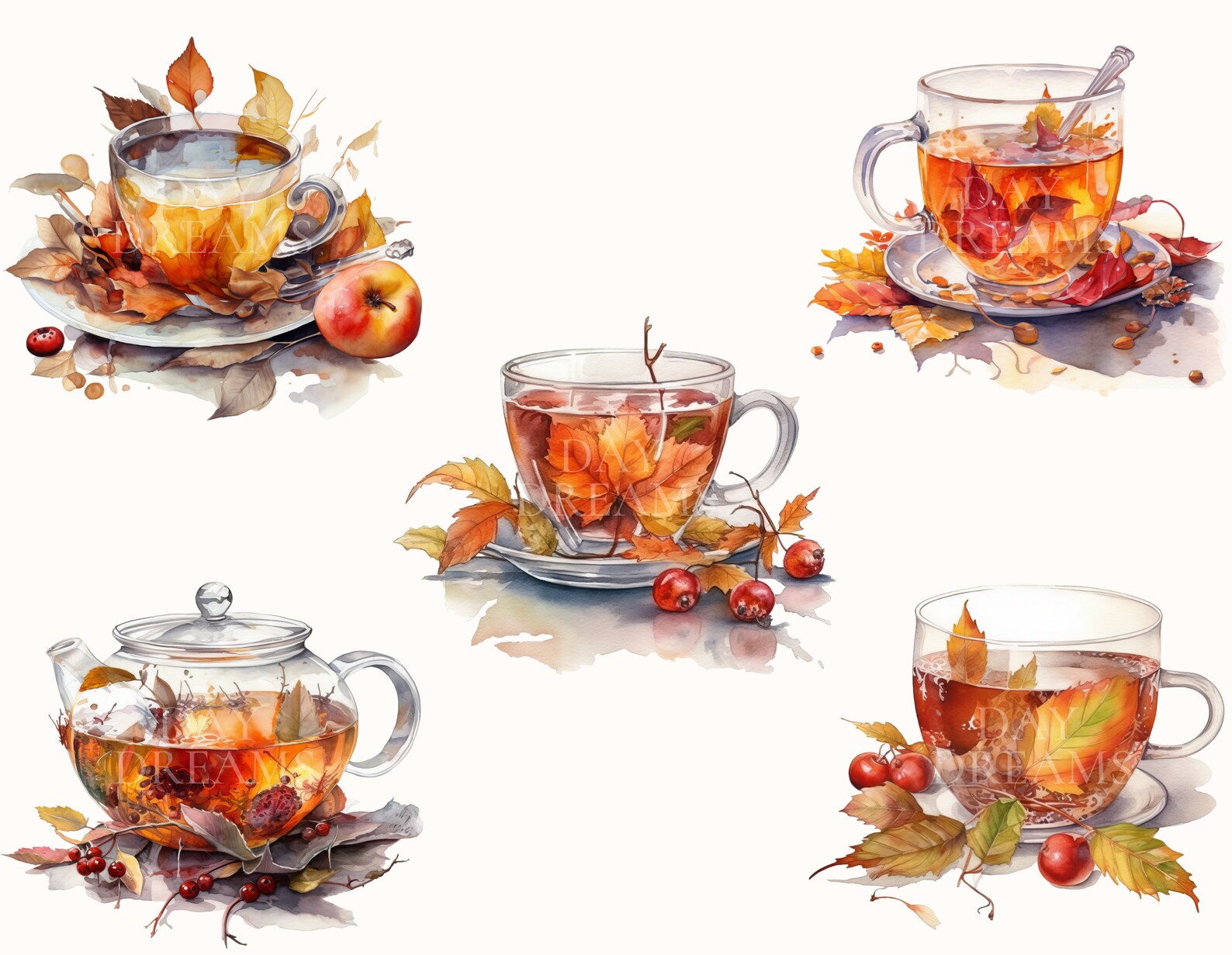 Watercolor Tea Cup Clipart, Tea Party Clipart Bundle, Cute Japanese Tea ...