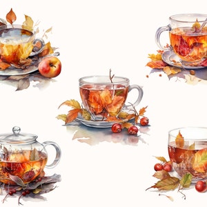 Watercolor Tea Cup Clipart, Tea Party Clipart Bundle, Cute Japanese Tea ...