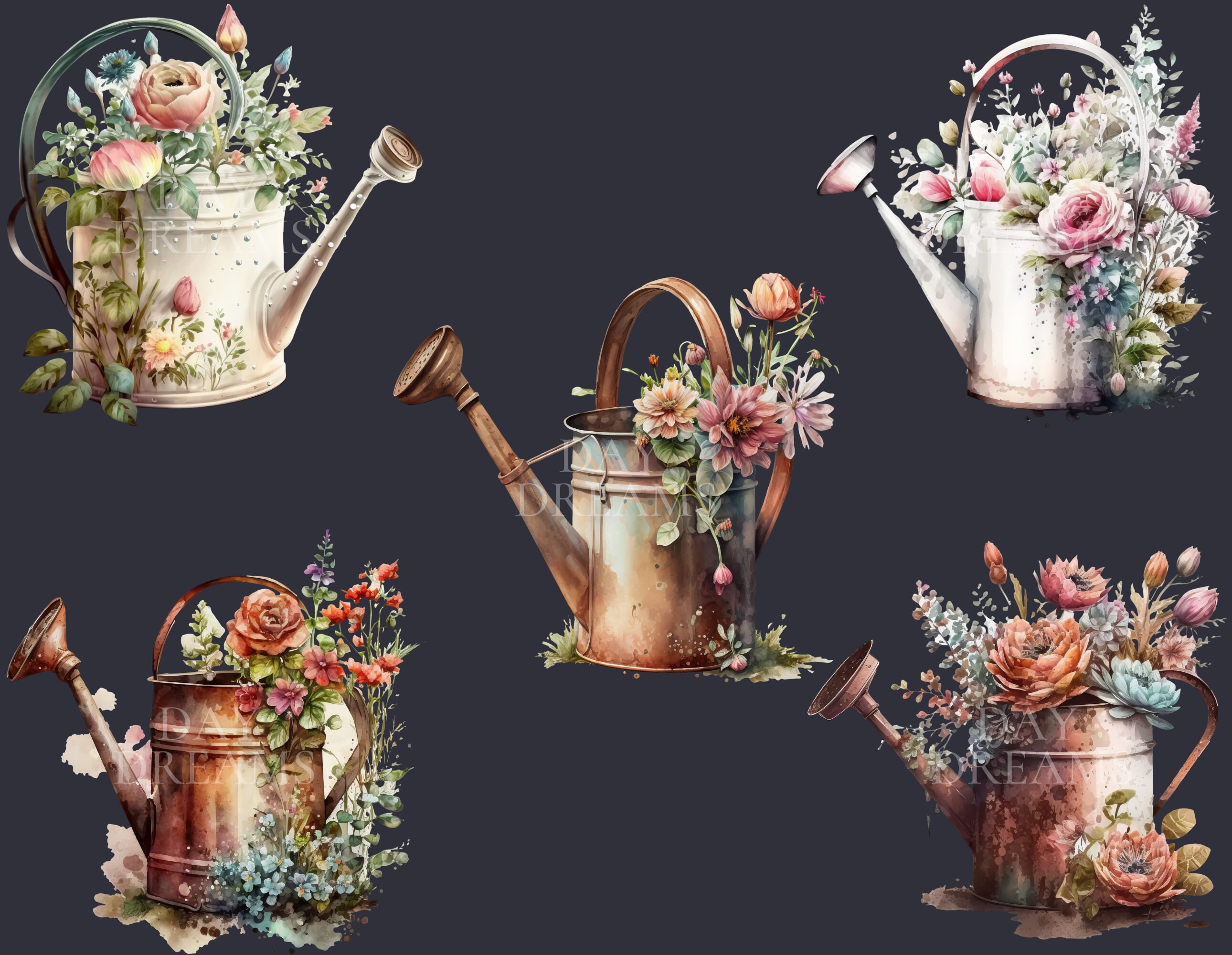 Watering Can Clipart Watercolor Watering Can With Flowers - Etsy UK