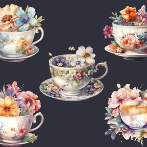 Watercolor Tea Cup Clipart, Tea Party Clipart Bundle, Cute Japanese Tea ...
