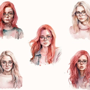 Watercolor Woman Clipart, Gentle Faces Clipart Bundle, Beautiful Girl ...