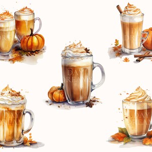 Watercolor Pumpkin Spice Coffee Clipart, Autumn Clipart Bundle, Coffee ...