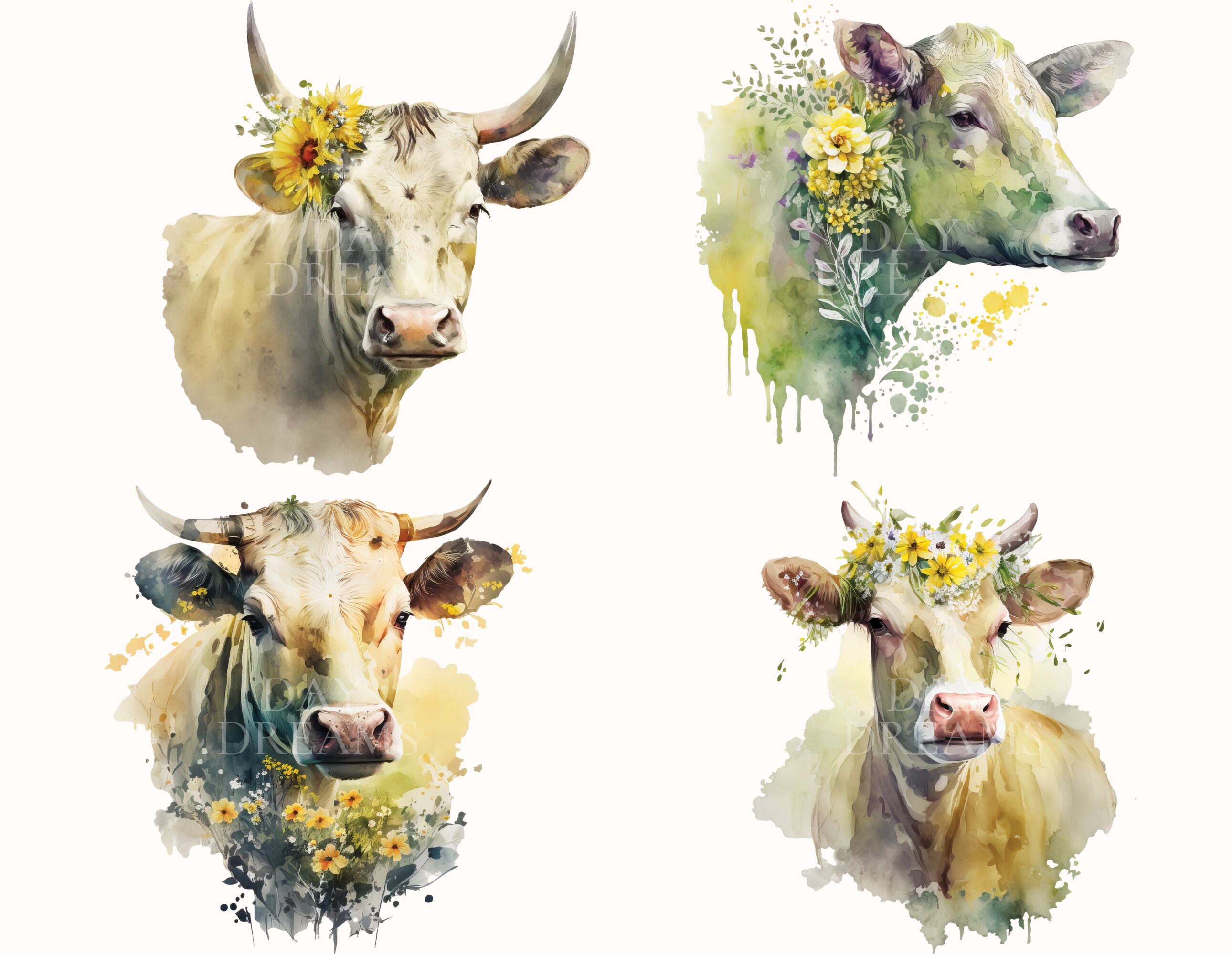 Watercolor Cow Clipart Farm Life Clipart Happy Cow in - Etsy