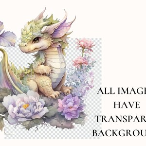 Watercolor Baby Dragon Clipart, Fairy Tale Clipart Bundle, Beautiful ...