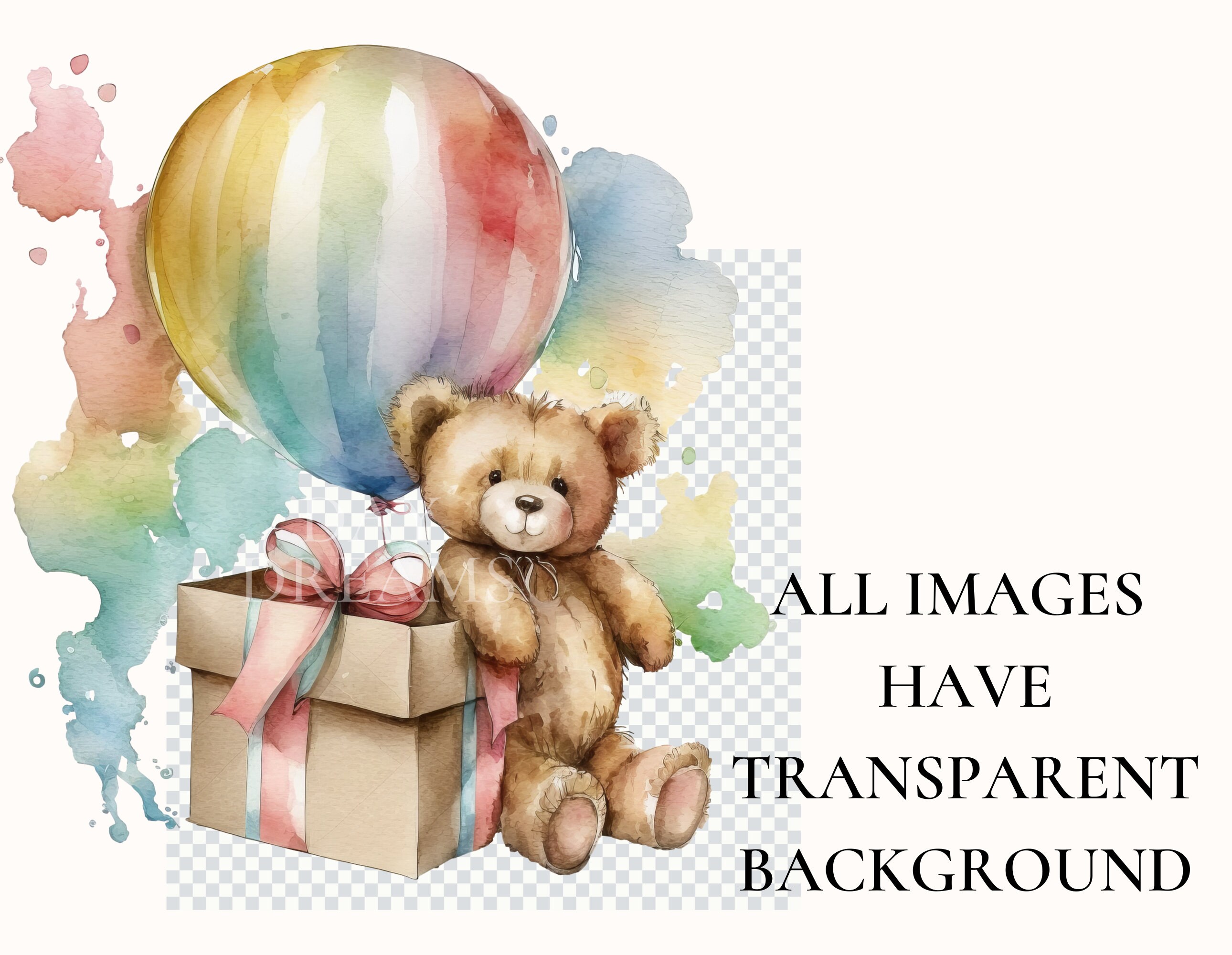 Watercolor Birthday Gift Clipart Balloons Clipart Gift Box - Etsy