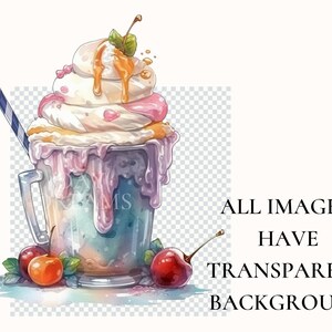 Watercolor Milkshake Clipart, Dessert Ice Cream Clipart Bundle, Cute ...
