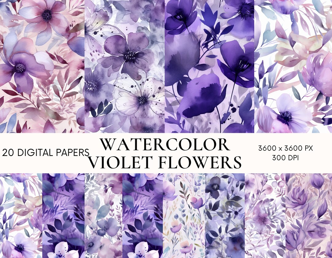 Watercolor Flower Digital Paper, Pastel Flowers Texture, Rose, Peony ...