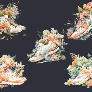 Watercolor Sneakers Clipart, Flowers Sneakers Png, Flowers Clipart ...