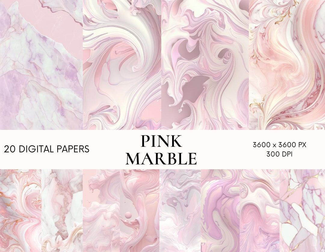 Pink Marble Digital Paper, Pastel Marble Texture Instant Download for ...