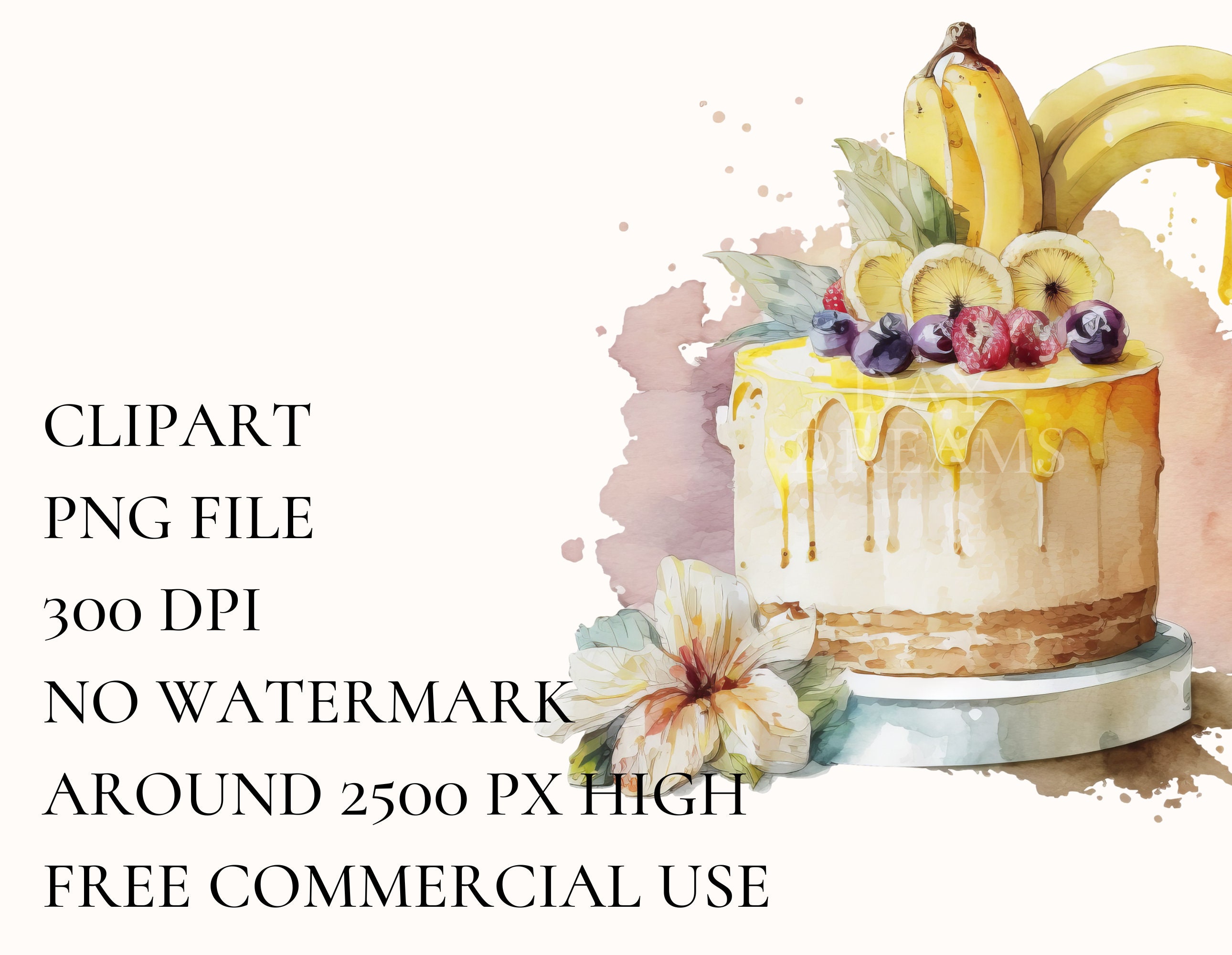 Watercolor Bananas Clipart, Banana Dessert Clipart Bundle, Ice Cream ...