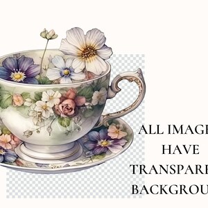 Watercolor Tea Cup Clipart, Tea Party Clipart Bundle, Cute Japanese Tea ...