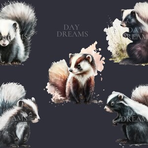 Watercolor Skunks Clipart, Cute Skunk With Sunflowers Clipart Bundle ...