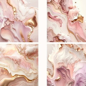 Pink and Rose Gold Marble Digital Paper, Resin Texture Instant Download ...