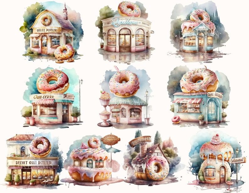 Donut Bakery Clipart Bakery Shop Clipart Bundle Donut - Etsy