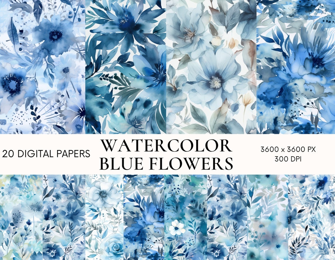 Watercolor Flower Digital Paper, Pastel Flowers Texture, Rose, Peony ...