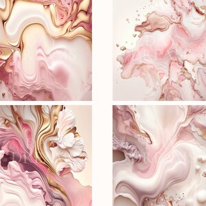Pink and Rose Gold Marble Digital Paper, Resin Texture Instant Download ...