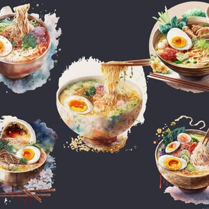 Watercolor Ramen Clipart, Food Clipart Bundle, Noodles Clipart, Ramen ...