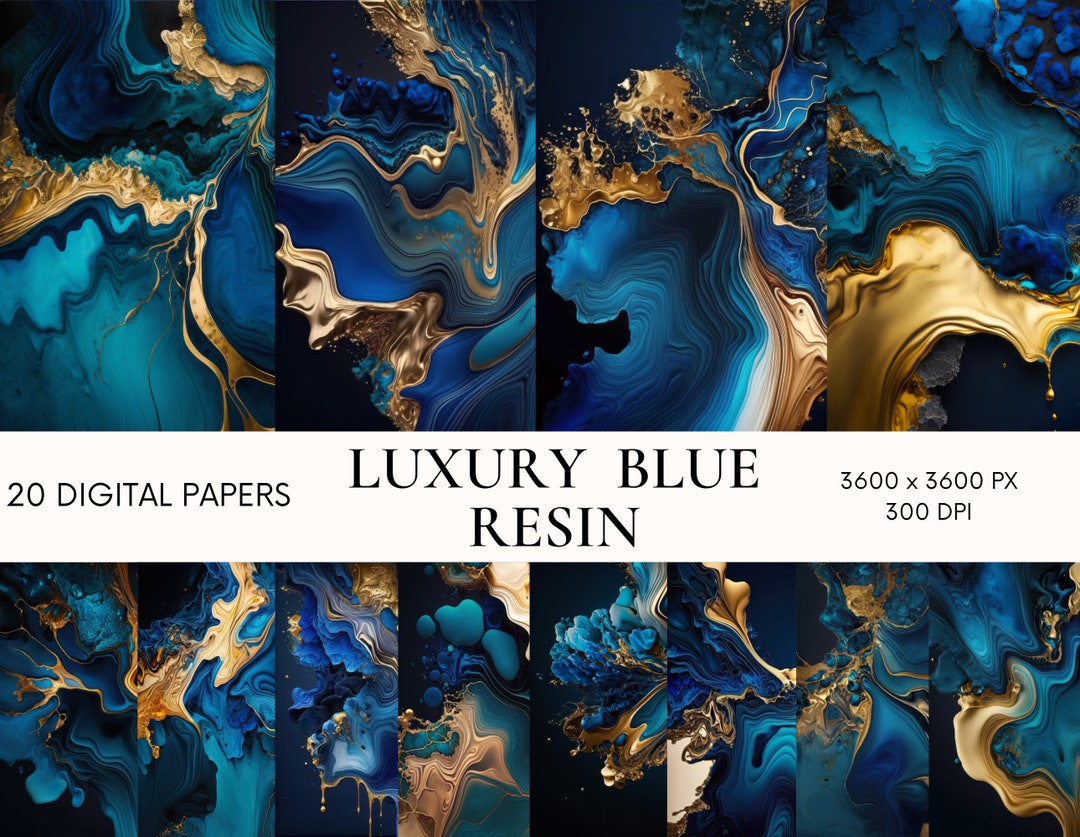 Blue and Turquise Marble Digital Paper, Resin Texture Instant Download ...