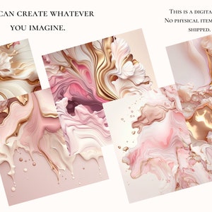 Pink and Rose Gold Marble Digital Paper, Resin Texture Instant Download ...