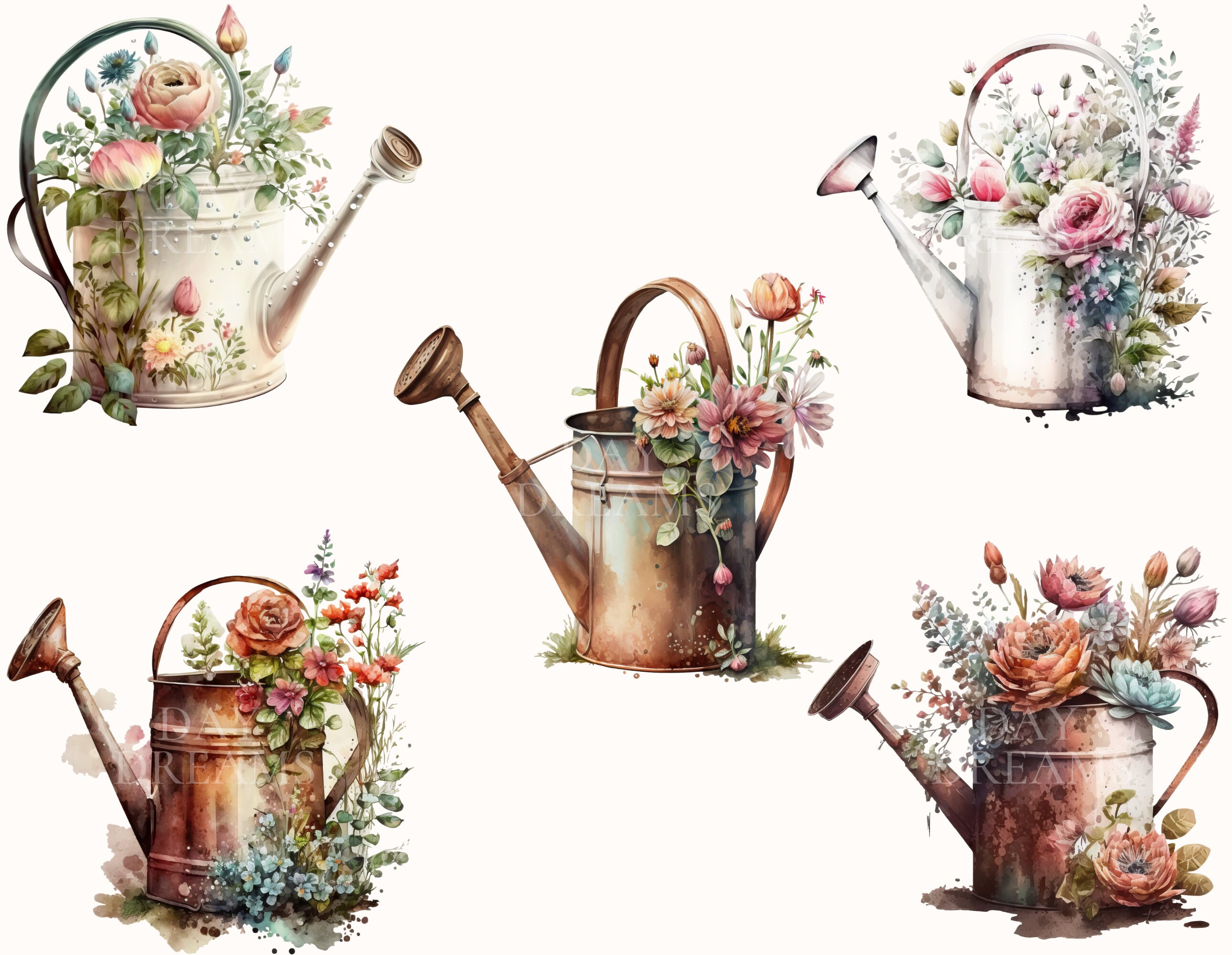 Watering Can Clipart Watercolor Watering Can With Flowers - Etsy UK