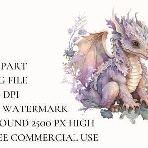 Watercolor Baby Dragon Clipart, Fairy Tale Clipart Bundle, Beautiful ...