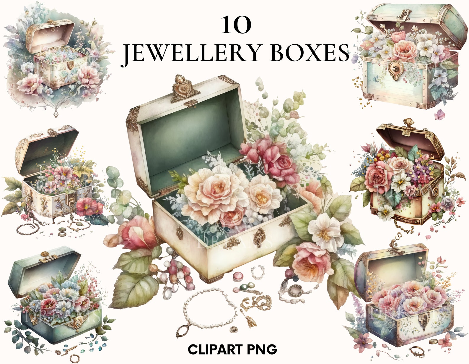 Watercolor Jewellery Box Clipart, Jewelry Clipart Bundle, Wedding ...