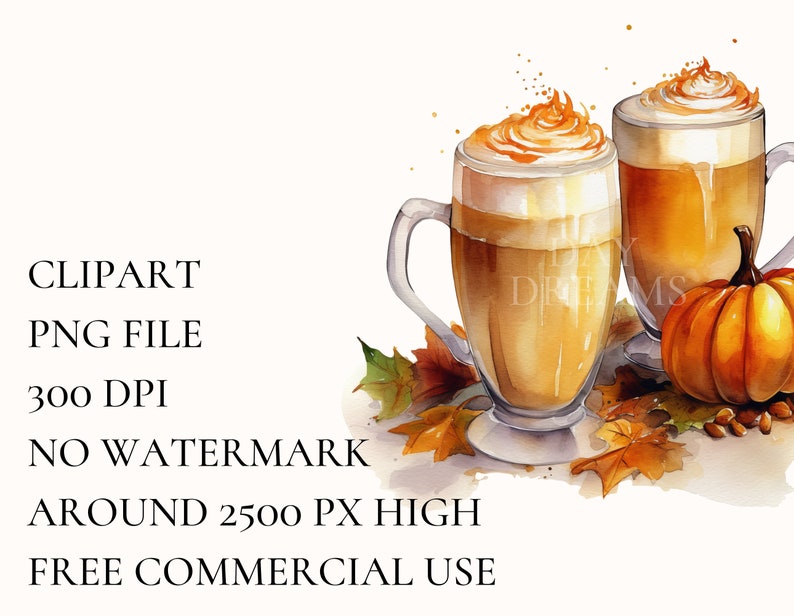 Watercolor Pumpkin Spice Coffee Clipart, Autumn Clipart Bundle, Coffee ...