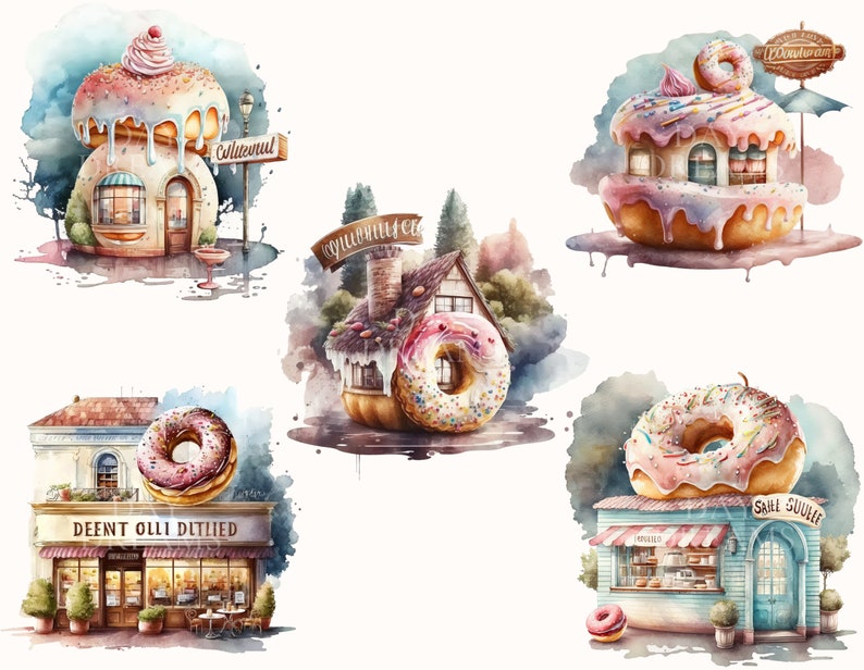 Donut Bakery Clipart Bakery Shop Clipart Bundle Donut - Etsy